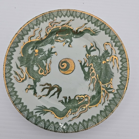 The Unbranded Brand | Dining | Vintage Japan Green White Gold Dragons ...